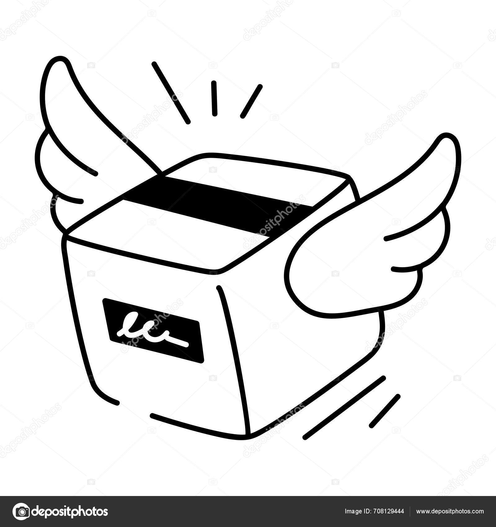 Vector Illustration Flying Cartoon Box Wings Stock Vector by ...
