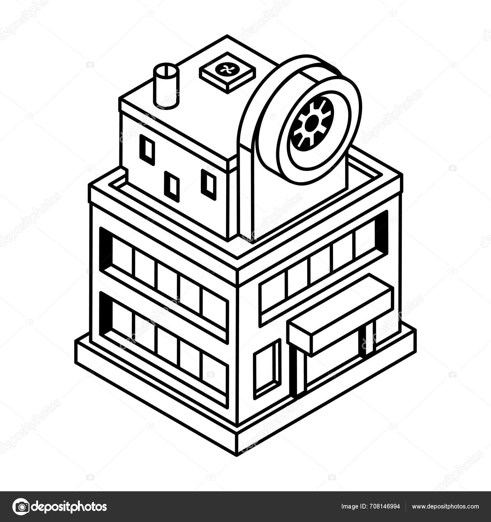 Modern Building Icon White Background Vector Illustration Stock Vector ...