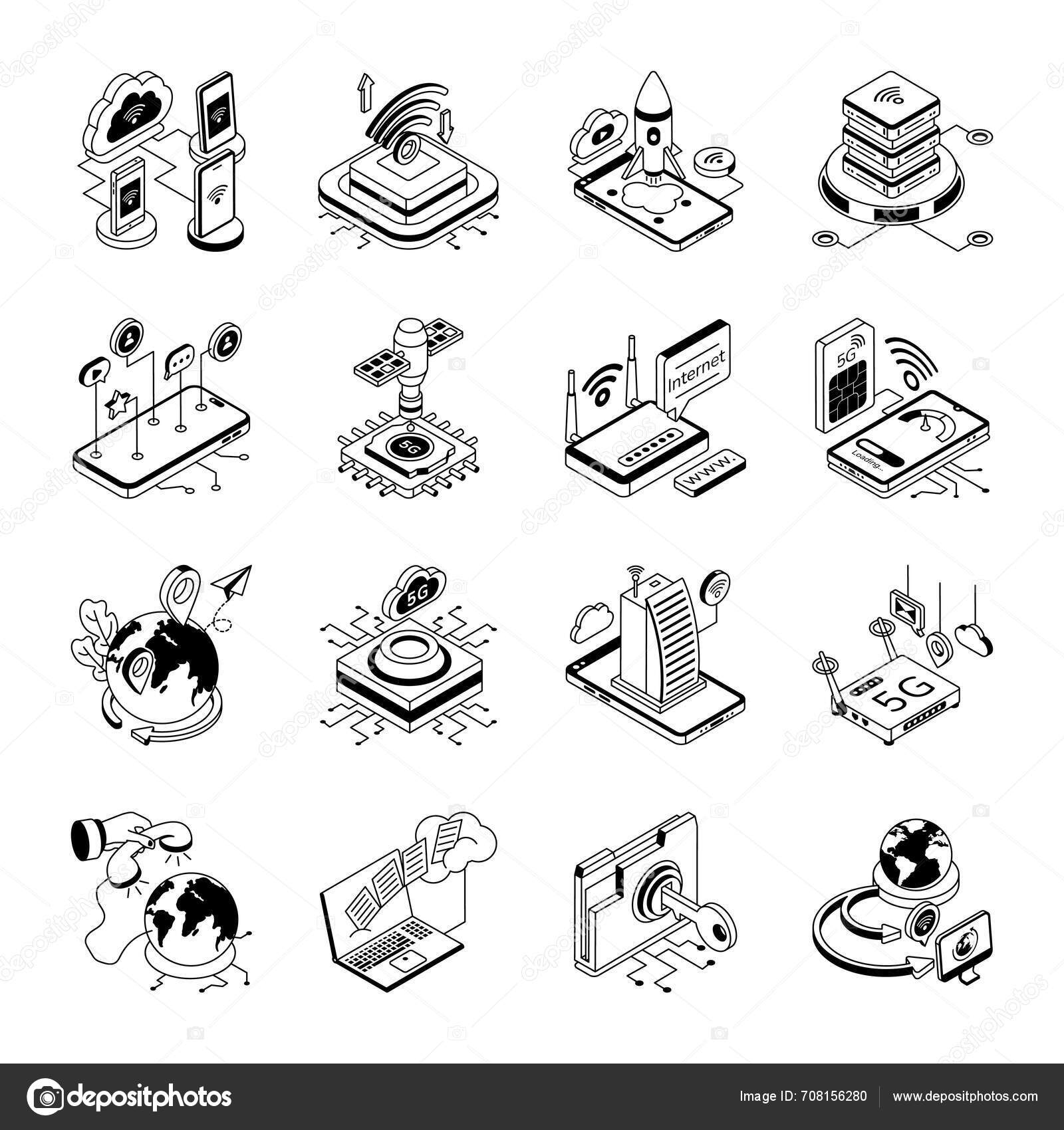 Handy Collection Technology Isometric Icons Stock Vector by ...