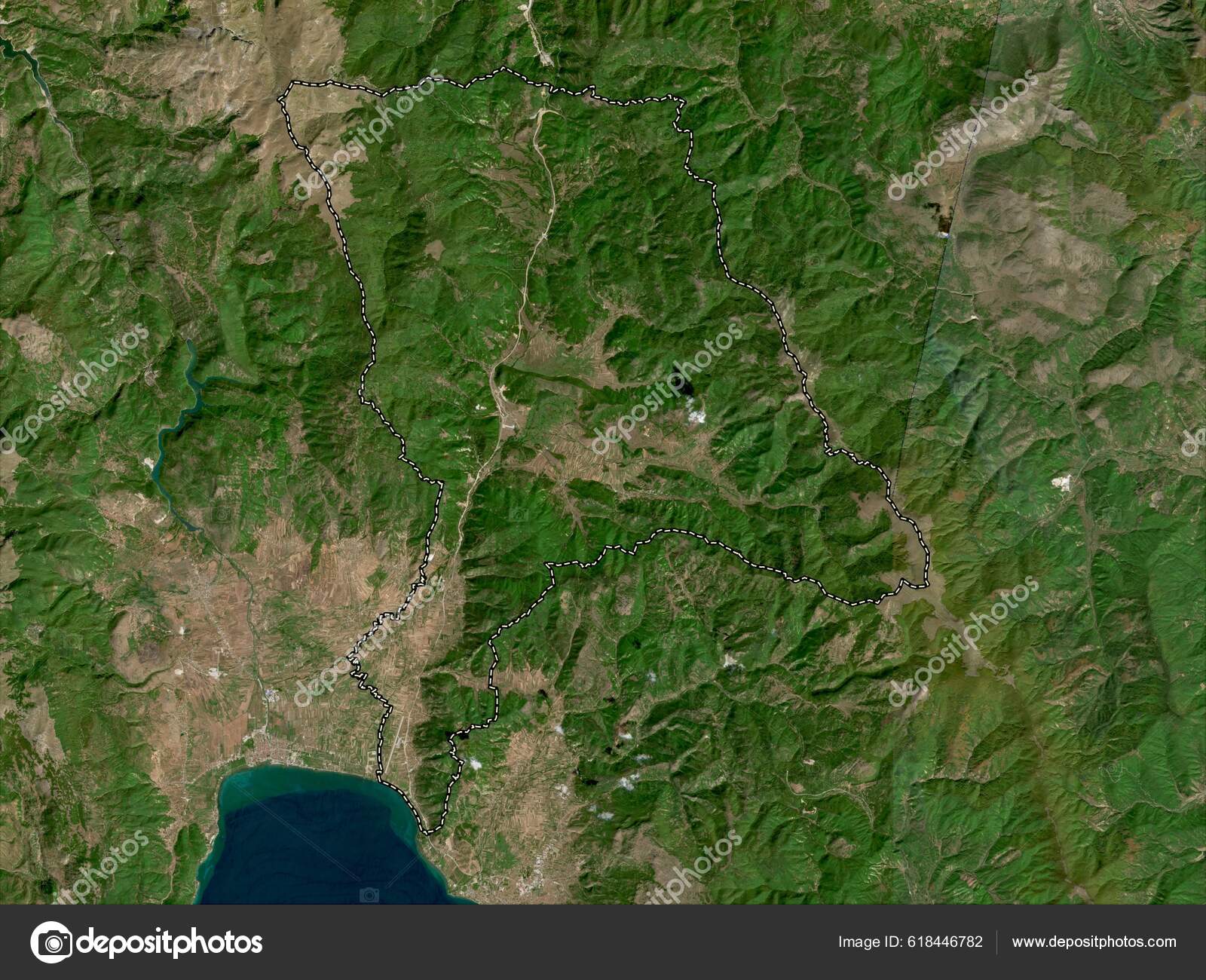 Debarca Municipality Macedonia High Resolution Satellite Map — Stock ...