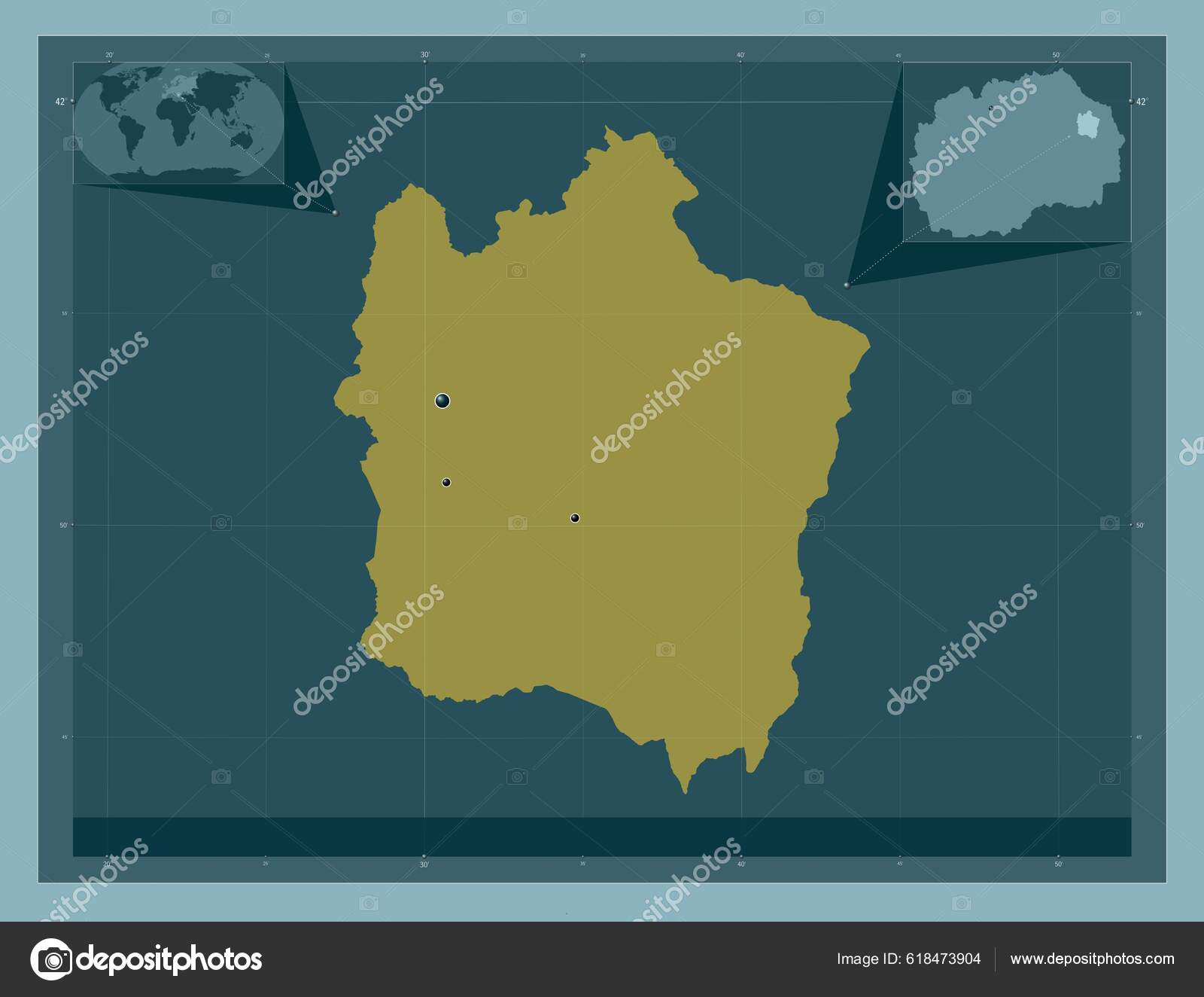 Vinitsa Municipality Macedonia Solid Color Shape Locations Major Cities ...