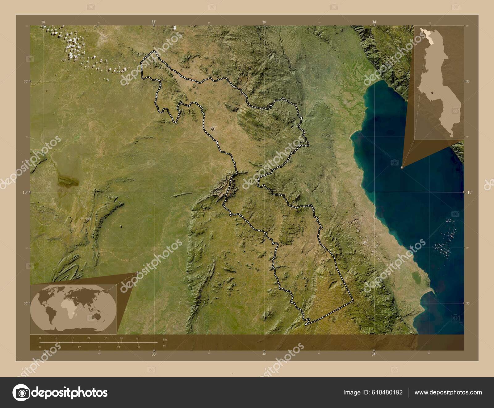 Chitipa District Malawi Low Resolution Satellite Map Corner Auxiliary ...