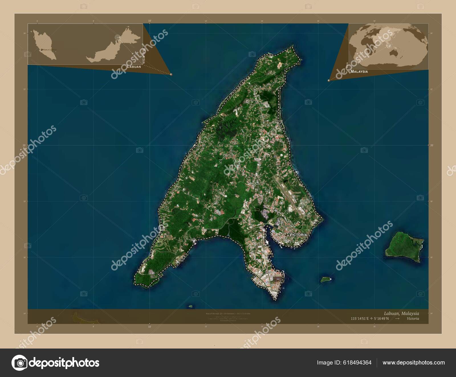 Labuan Federal Territory Malaysia Low Resolution Satellite Map ...