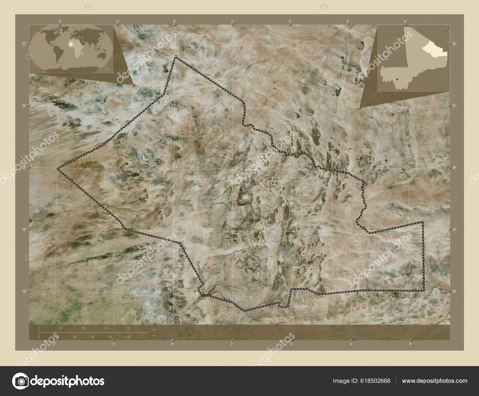 Kidal Mali Bölgesi Yüksek Çözünürlüklü Uydu Bölgenin Büyük Şehirlerinin ...