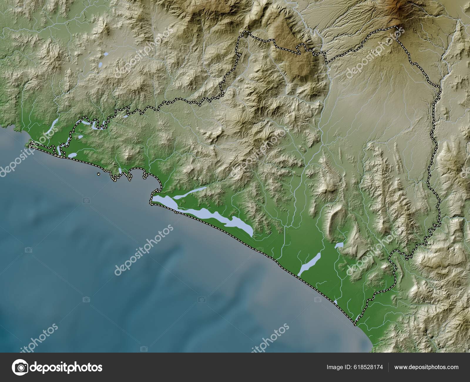 Colima State Mexico Elevation Map Colored Wiki Style Lakes Rivers ...