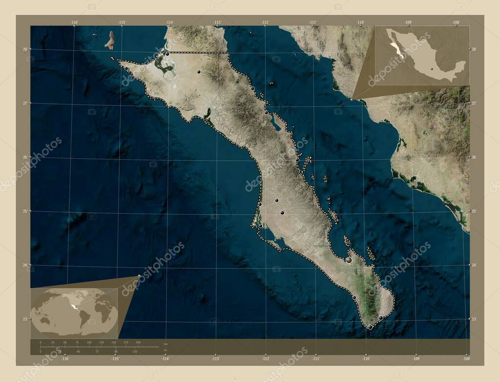 Baja California Sur, estado de M xico. Mapa satelital de alta resoluci ...