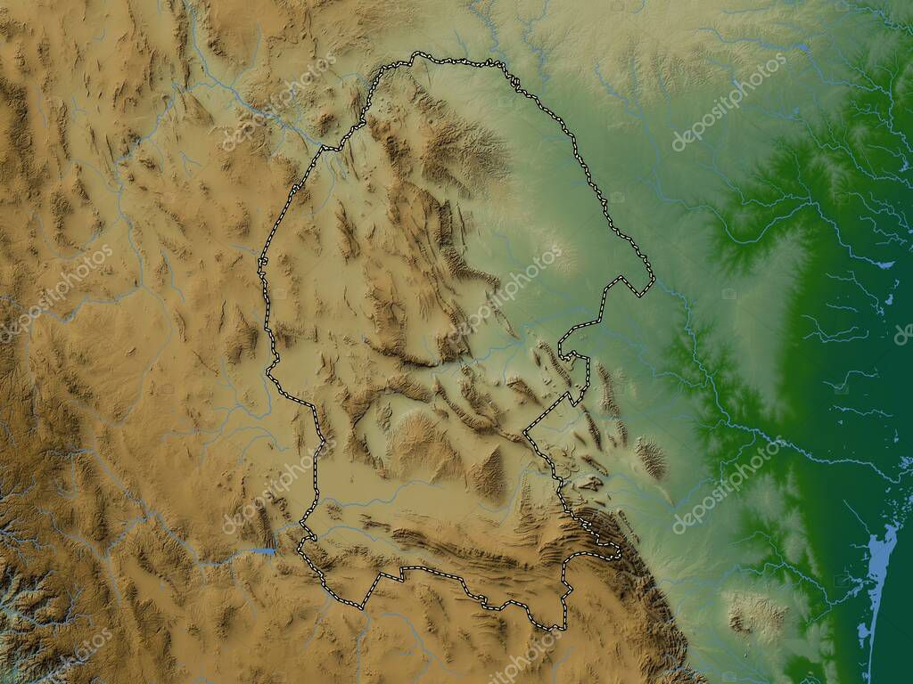 Coahuila, estado de México. Mapa de elevación de colores con lagos y ...