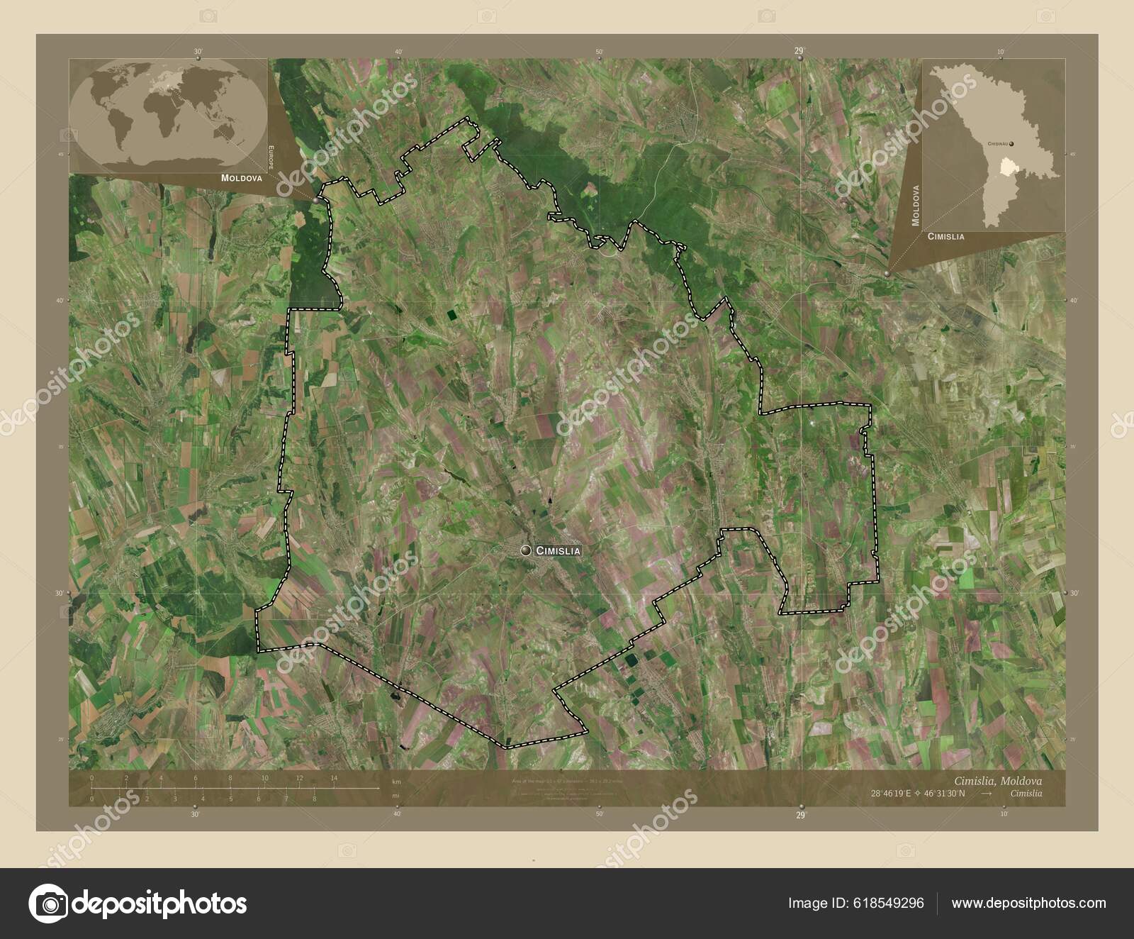 Cimislia District Moldova High Resolution Satellite Map Locations Names ...