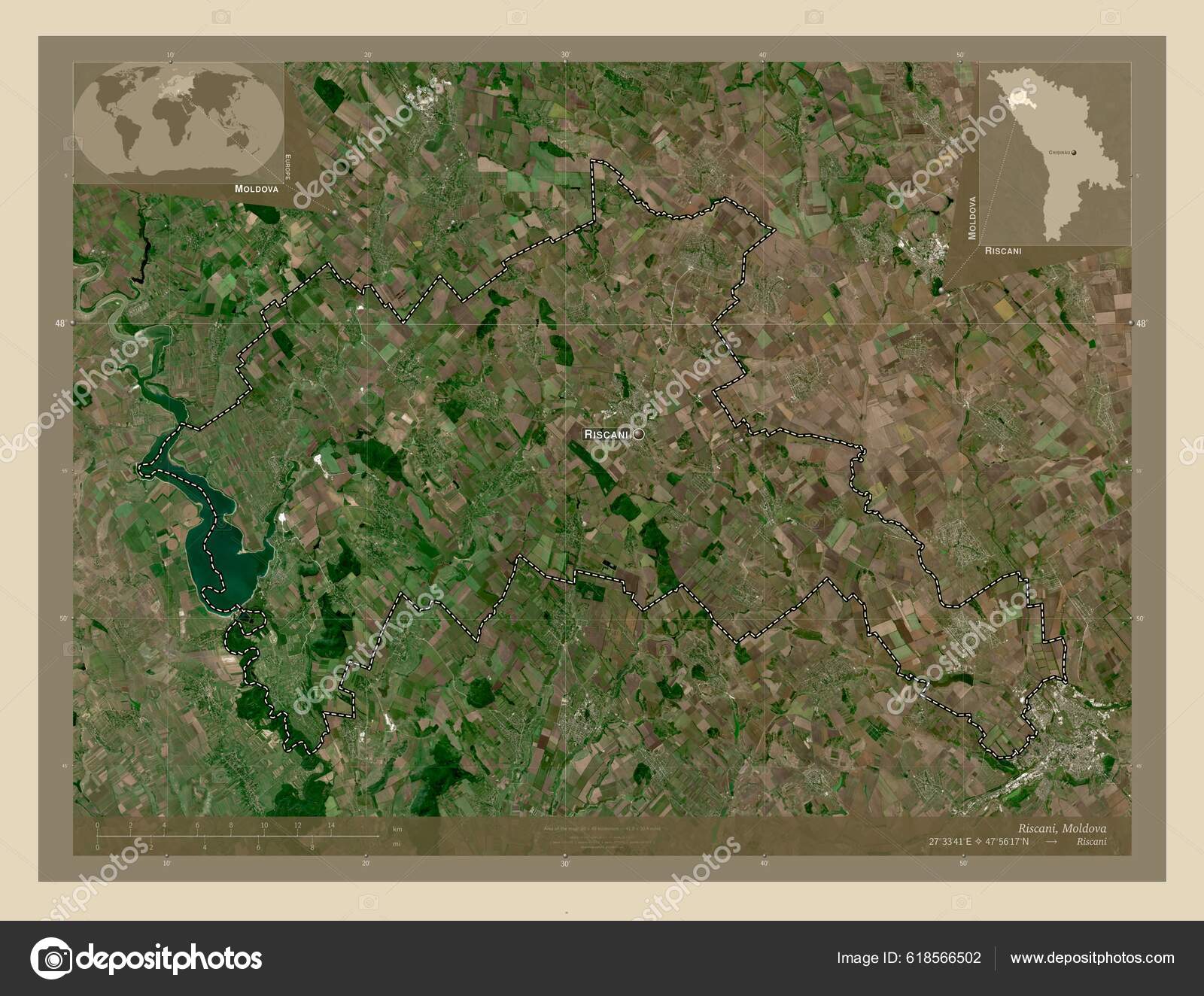 Riscani District Moldova High Resolution Satellite Map Locations Names ...