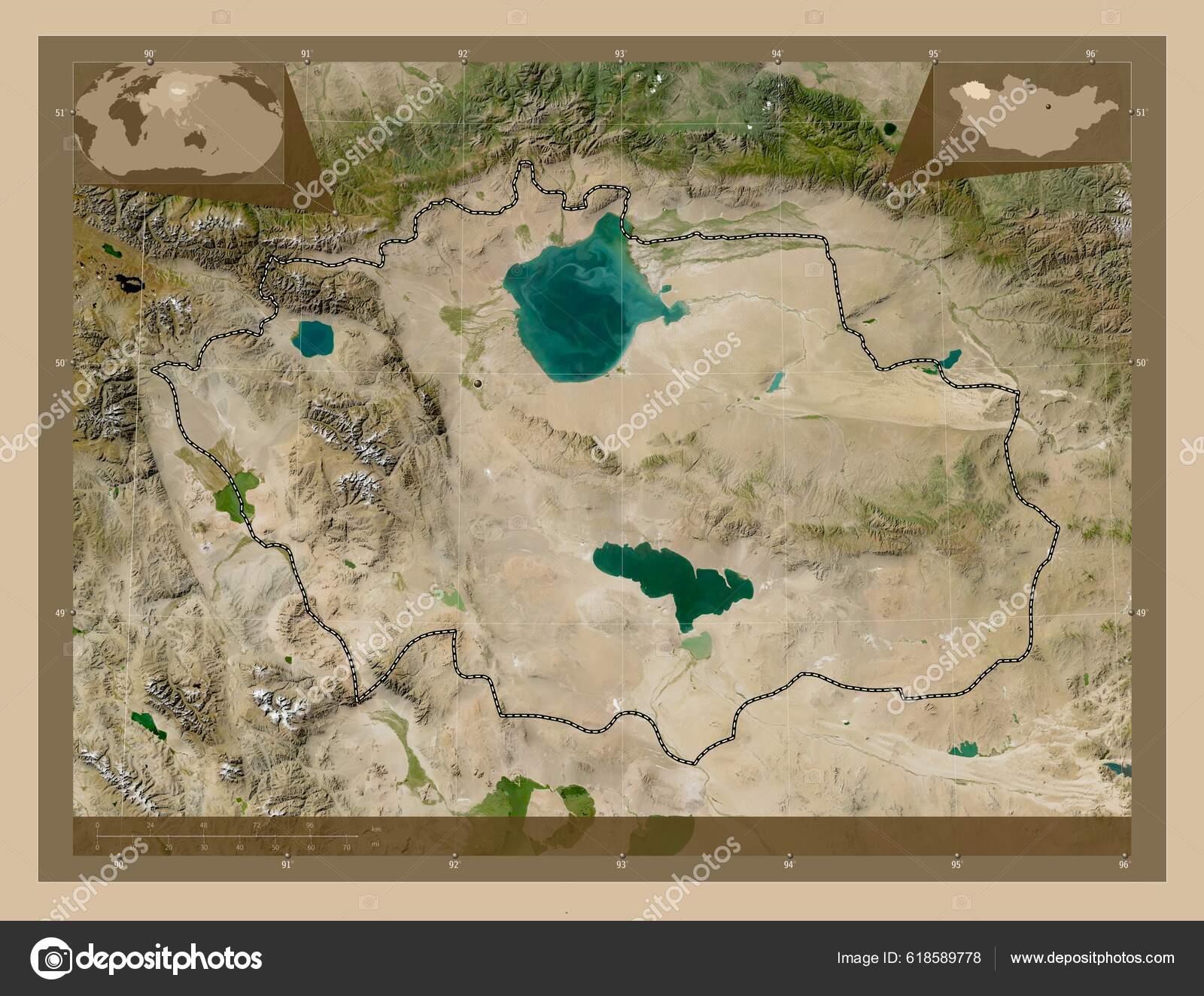 Uvs Province Uvs Province Mongolia Elevation Map Colored Stock