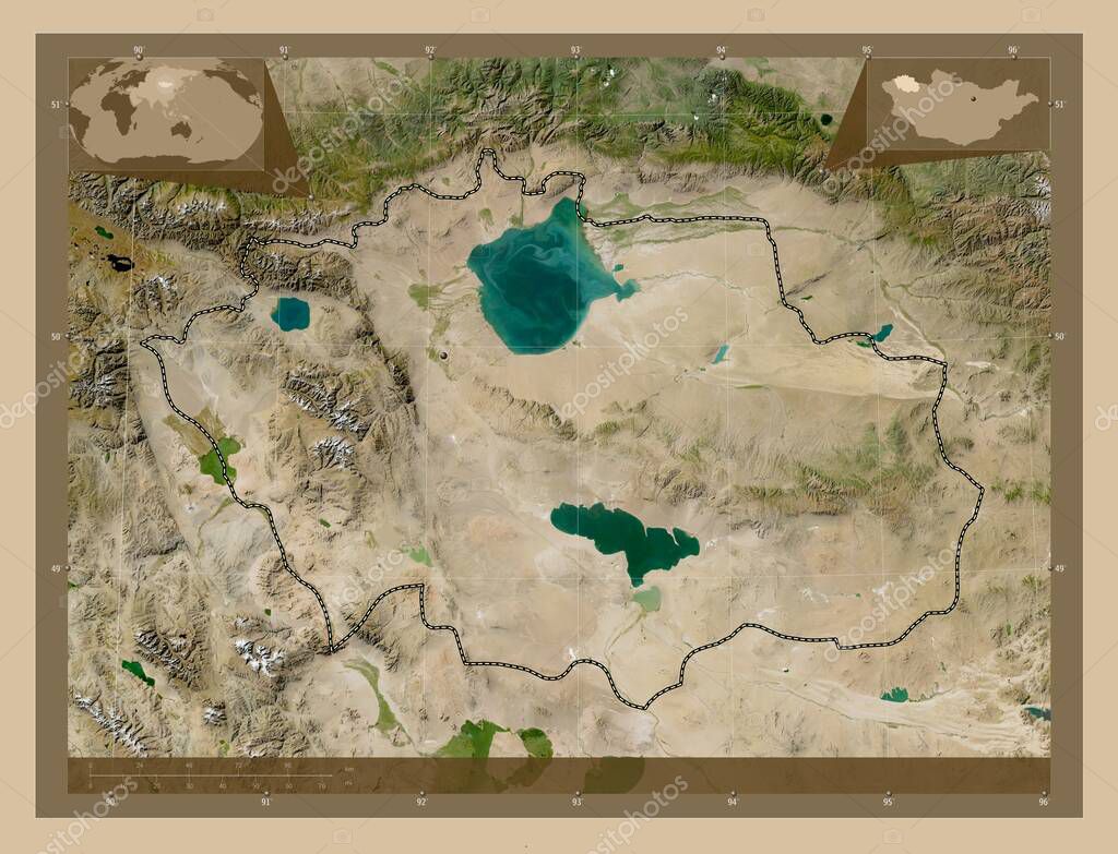 Uvs, provincia de Mongolia. Mapa satelital de baja resolución ...