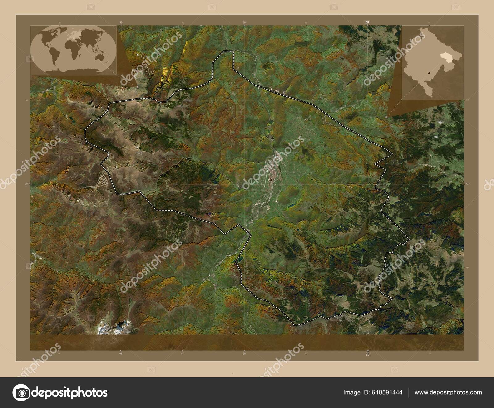 Berane Municipality Montenegro Low Resolution Satellite Map Locations ...