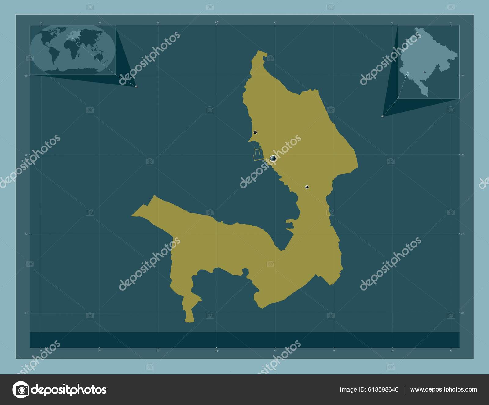 Tivat Municipality Montenegro Solid Color Shape Locations Major Cities ...