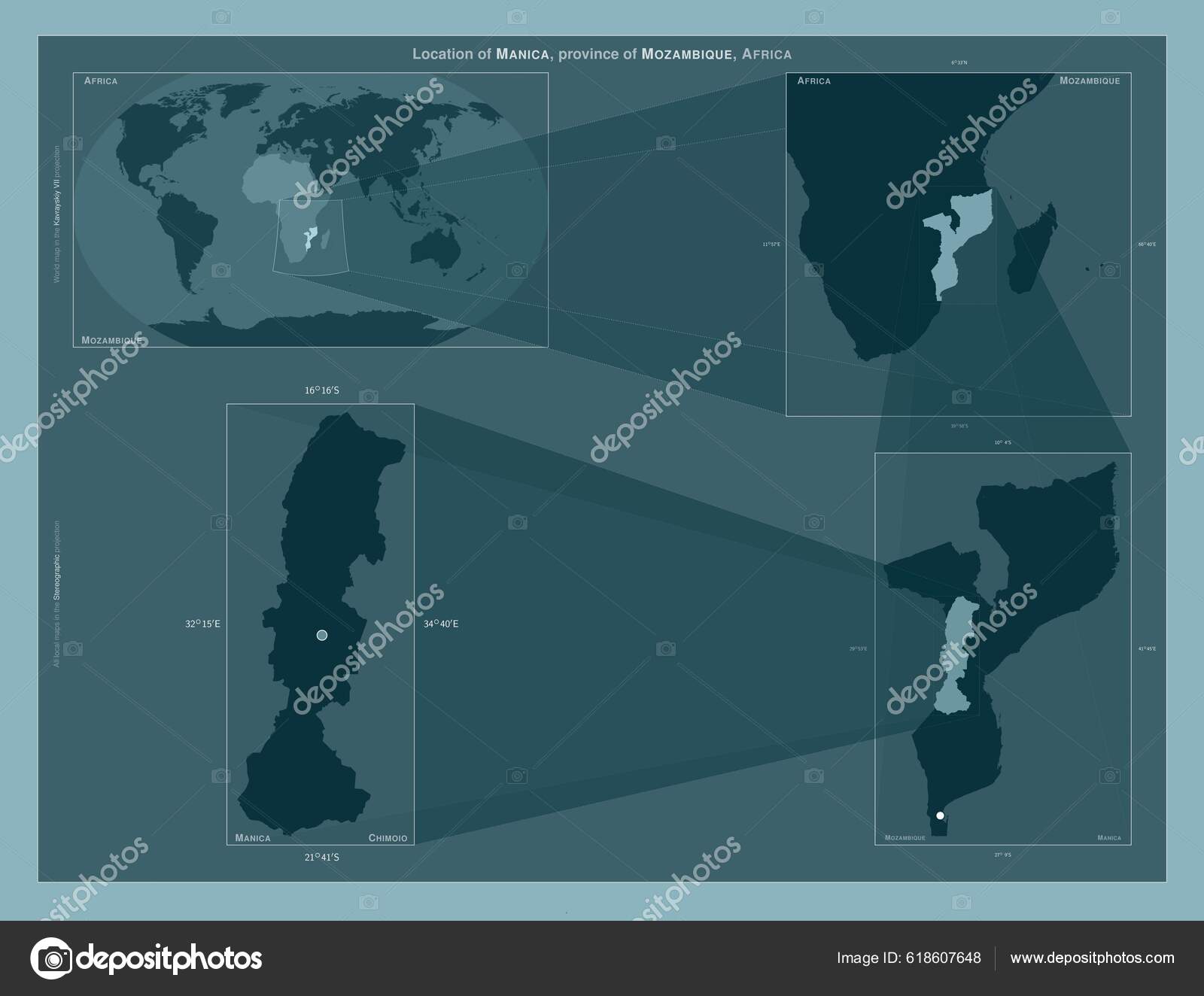 Manica Province Mozambique Diagram Showing Location Region Larger Scale ...