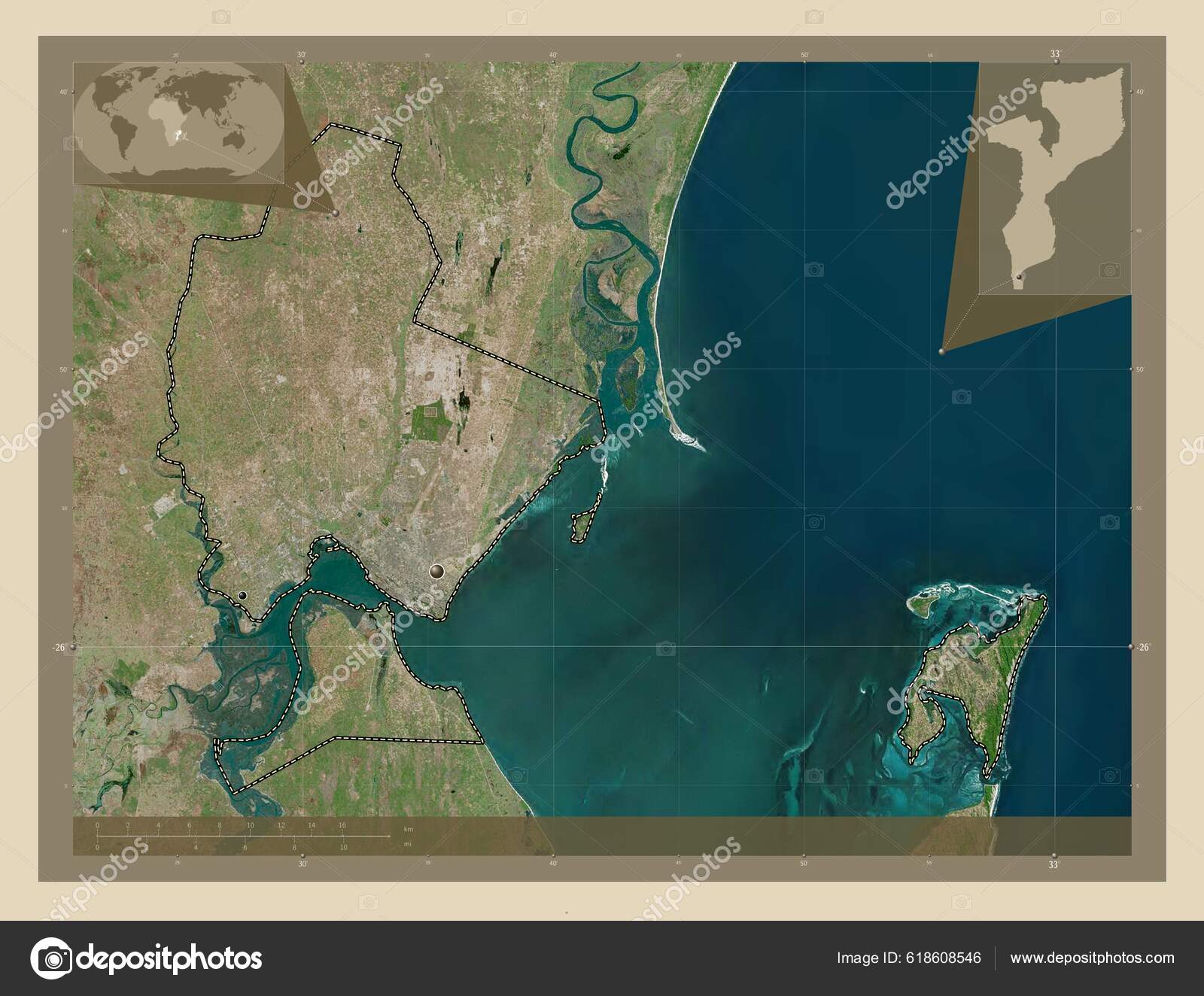 Maputo City Province Mozambique High Resolution Satellite Map Locations ...