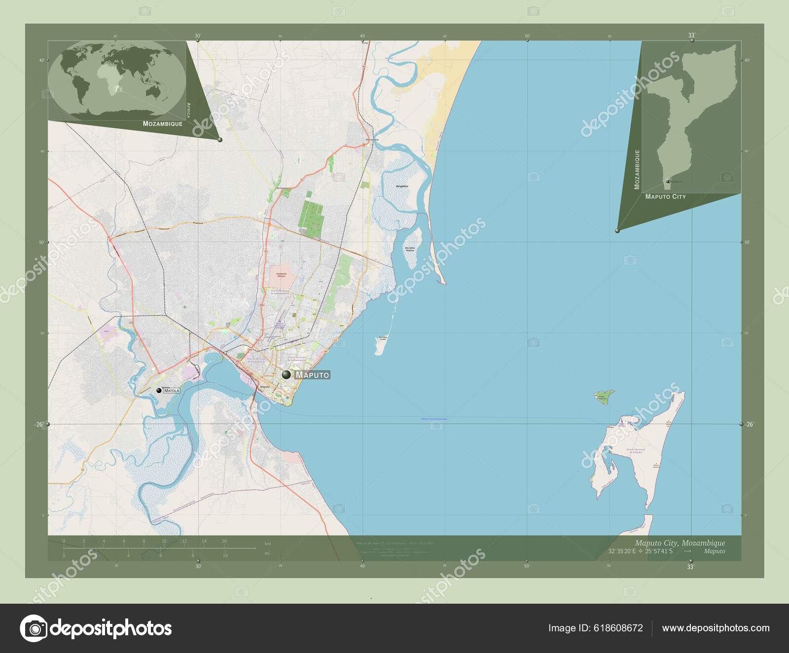 Maputo City Province Mozambique Open Street Map Locations Names Major ...