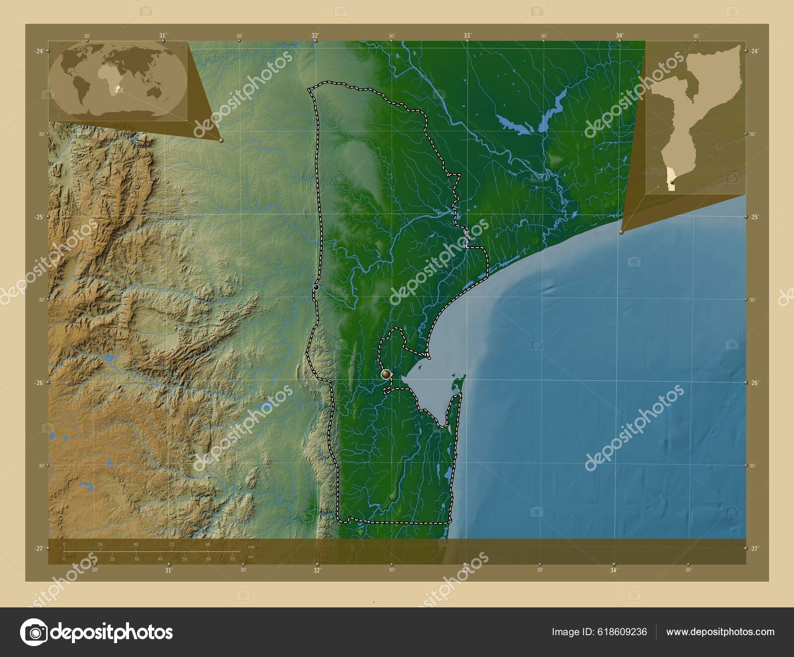 Mozambique Elevation Map