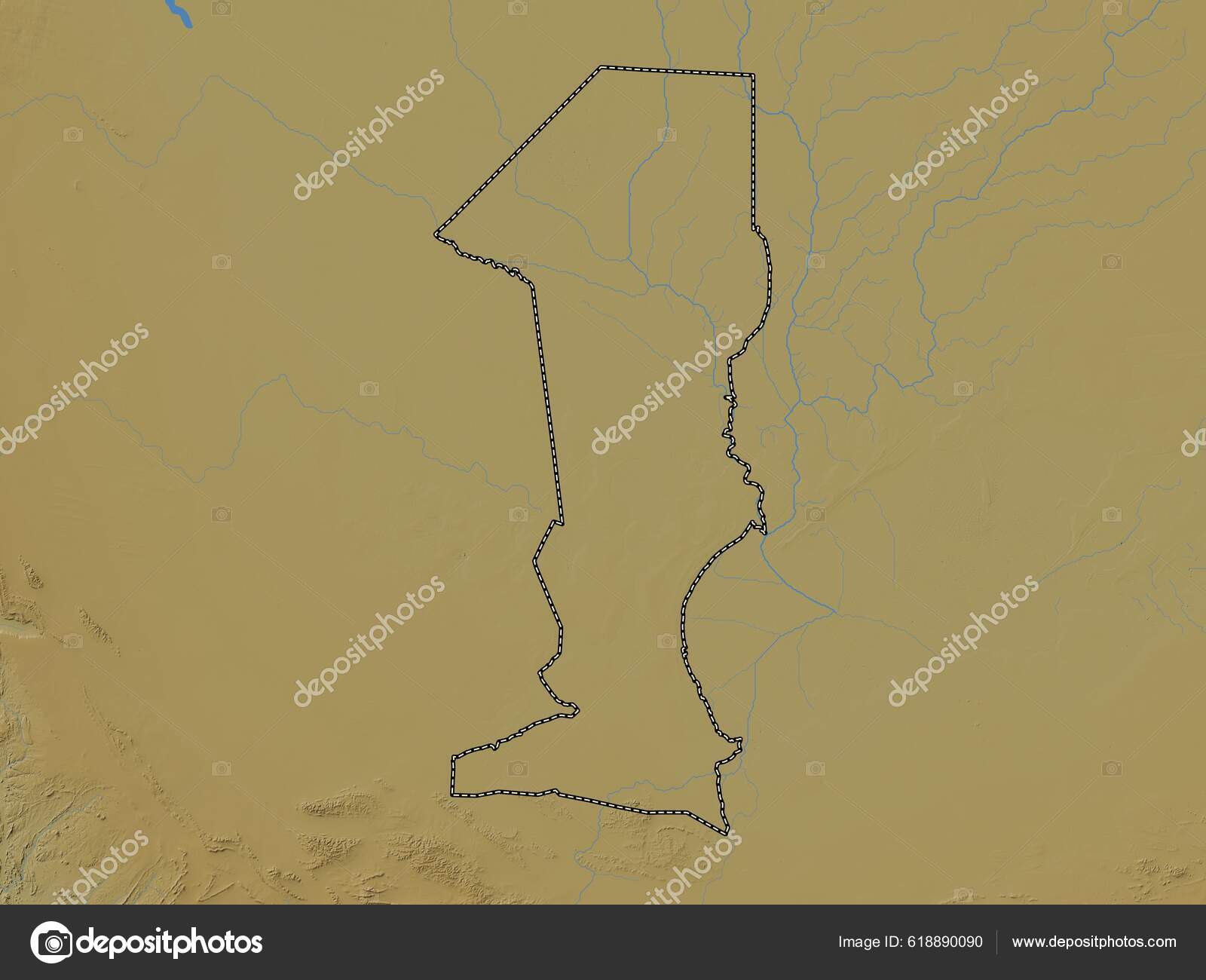Oshana Region Namibia Colored Elevation Map Lakes Rivers Stock ...