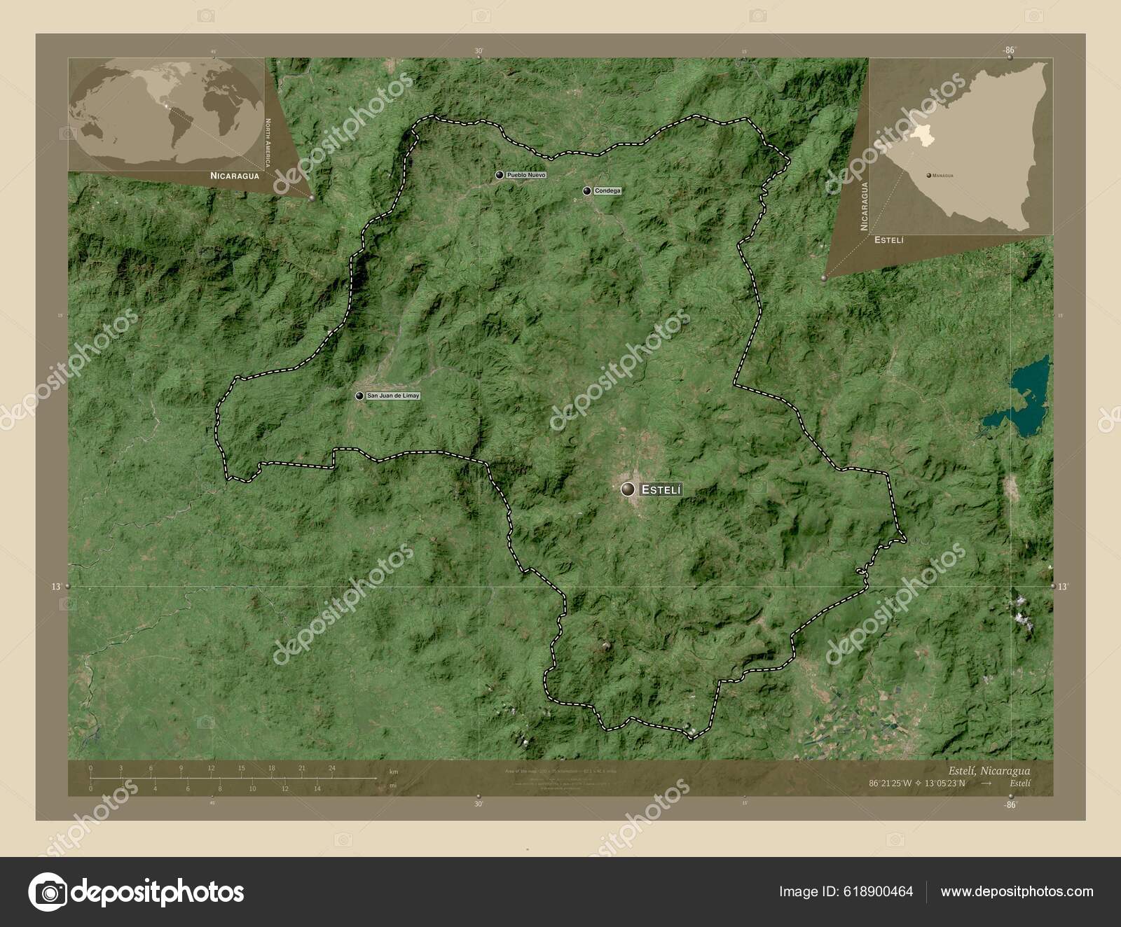 Esteli Departamento Nicaragua Mapa Satelital Alta Resolución ...