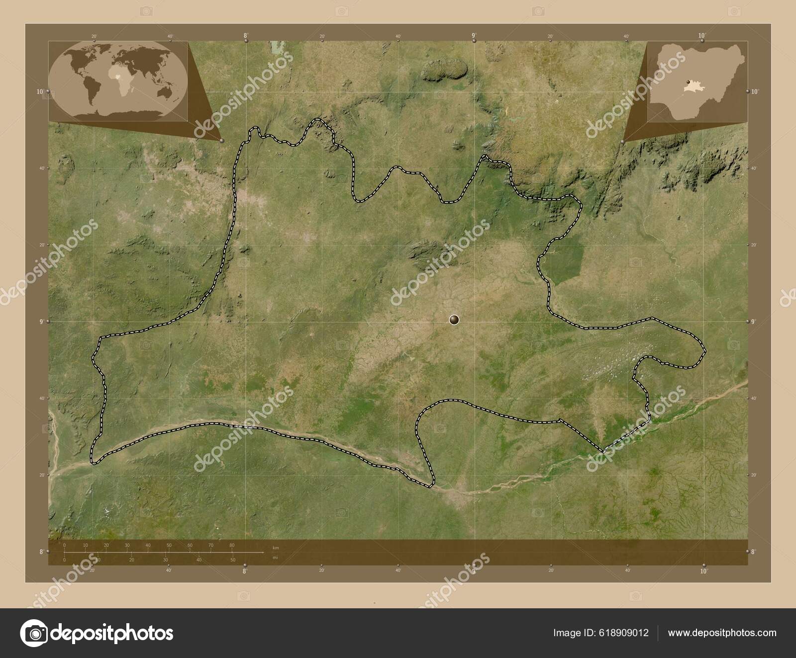 Nassarawa State Nigeria Low Resolution Satellite Map Corner Auxiliary ...