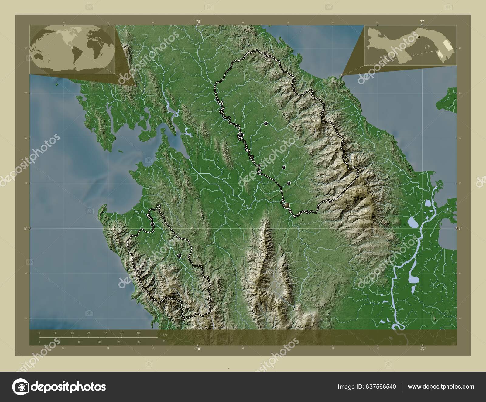 Embera Indigenous Territory Panama Elevation Map Colored Wiki Style ...