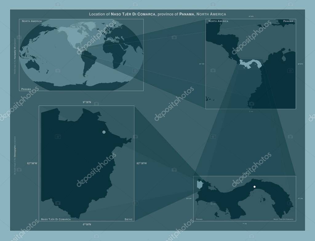 Naso Tjer Di Comarca, province of Panama. Diagram showing the location ...