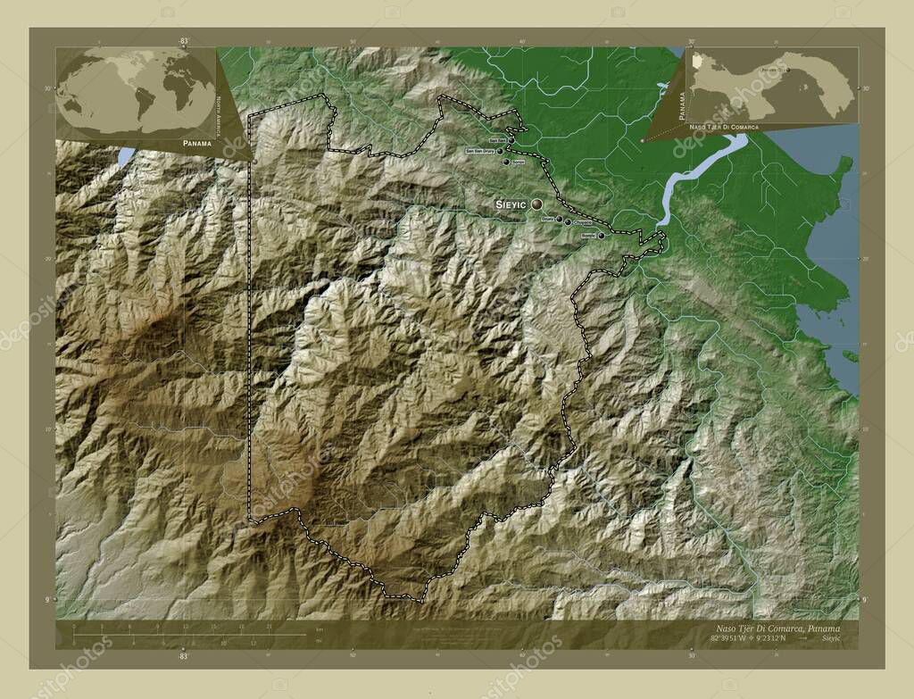 Naso Tjer Di Comarca, province of Panama. Elevation map colored in wiki ...