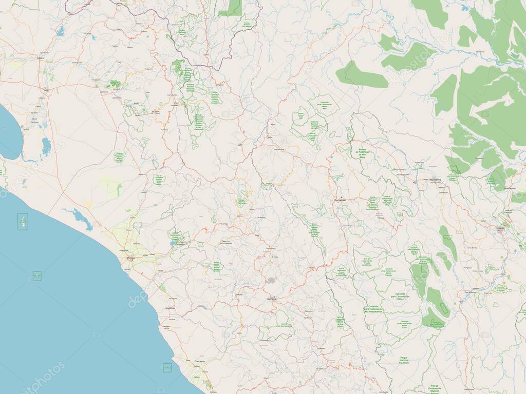 Cajamarca, región del Perú. Mapa de calle abierto 2023