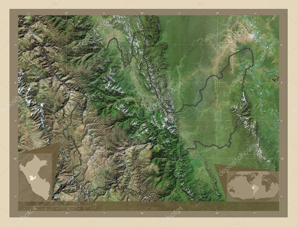 Huanuco, región de Perú. Mapa satelital de alta resolución. Mapas de ...