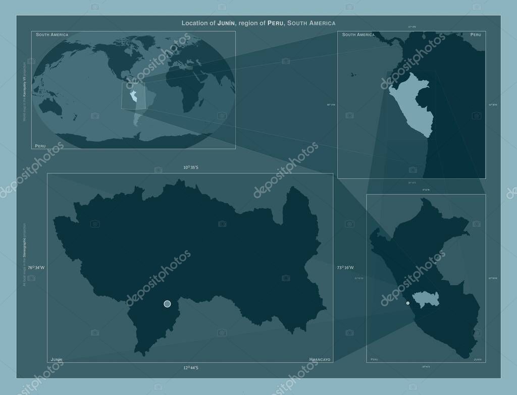 Junin, region of Peru. Diagram showing the location of the region on ...