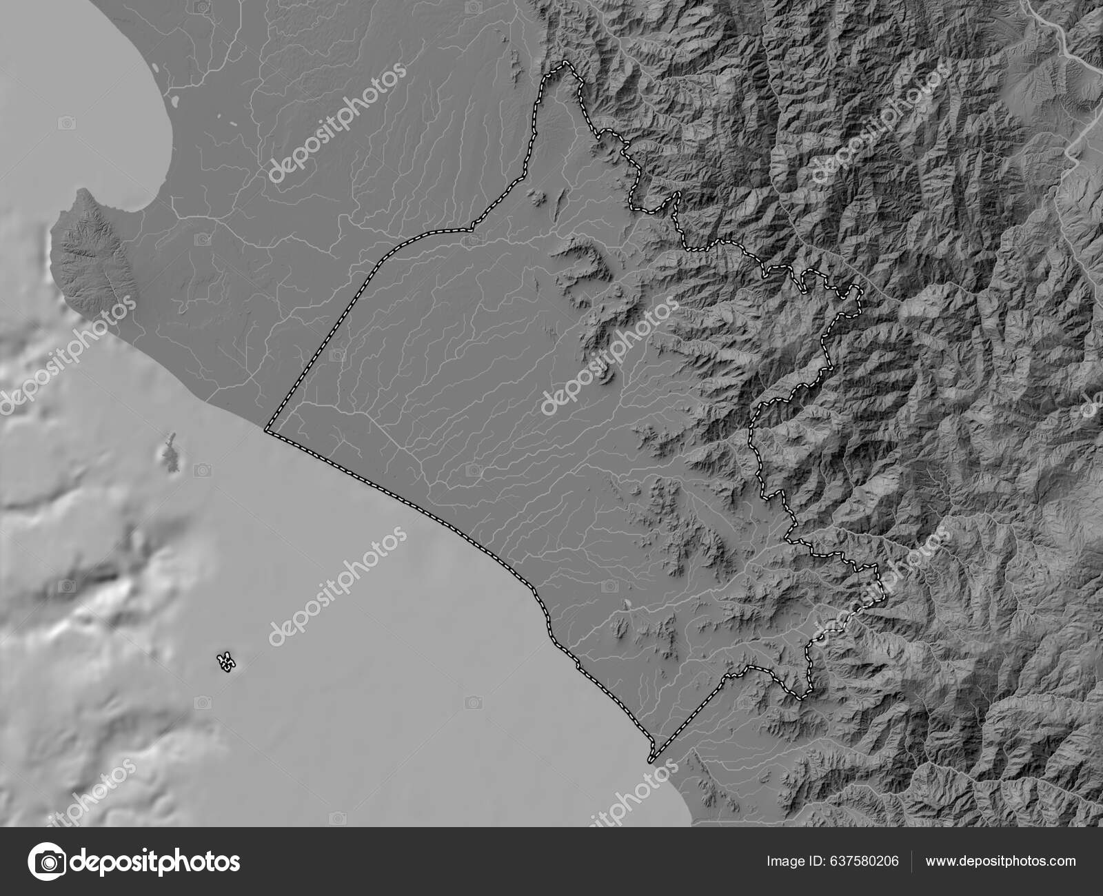 Lambayeque Region Peru Bilevel Elevation Map Lakes Rivers: fotografía ...