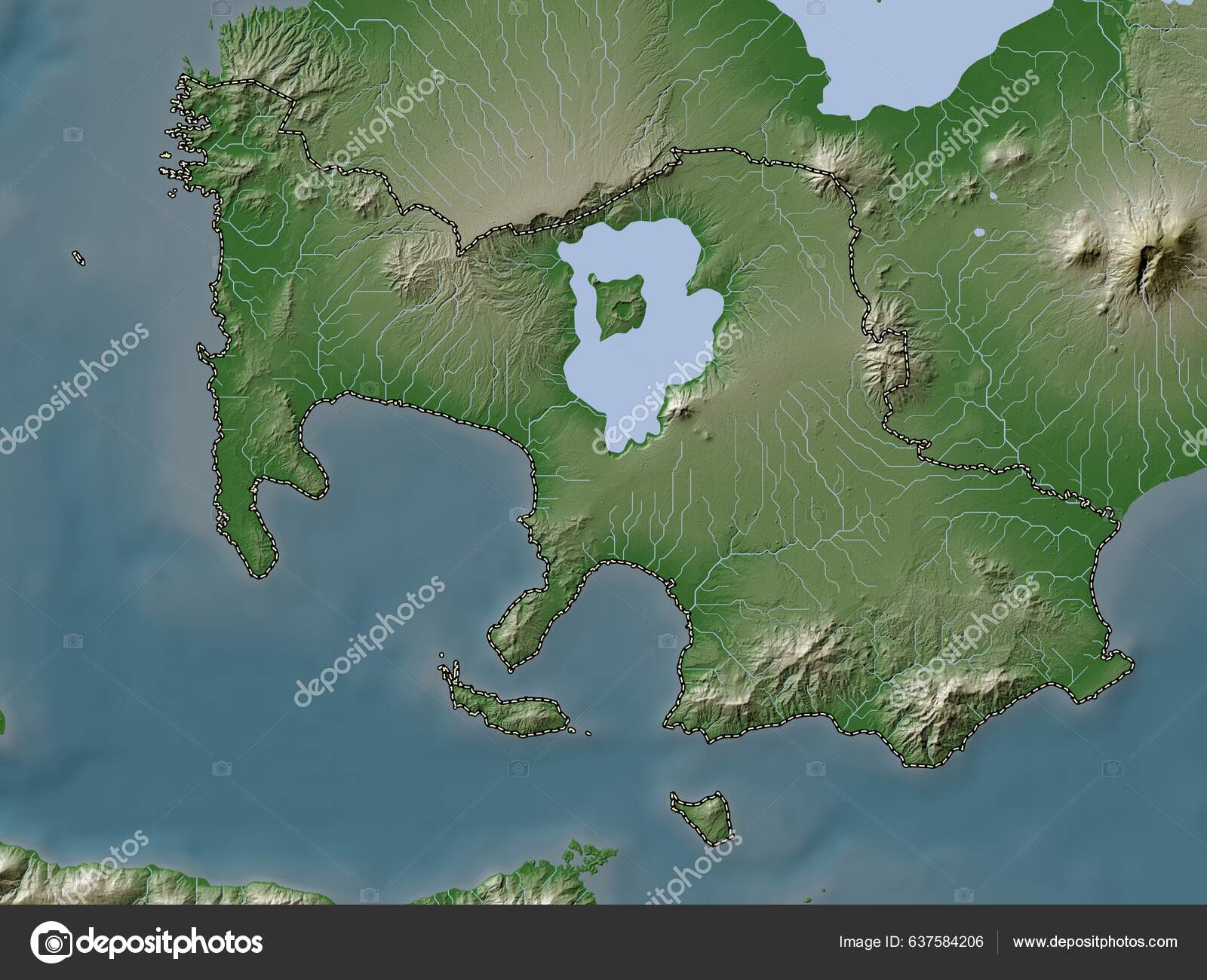 Batangas Province Philippines Elevation Map Colored Wiki Style Lakes ...