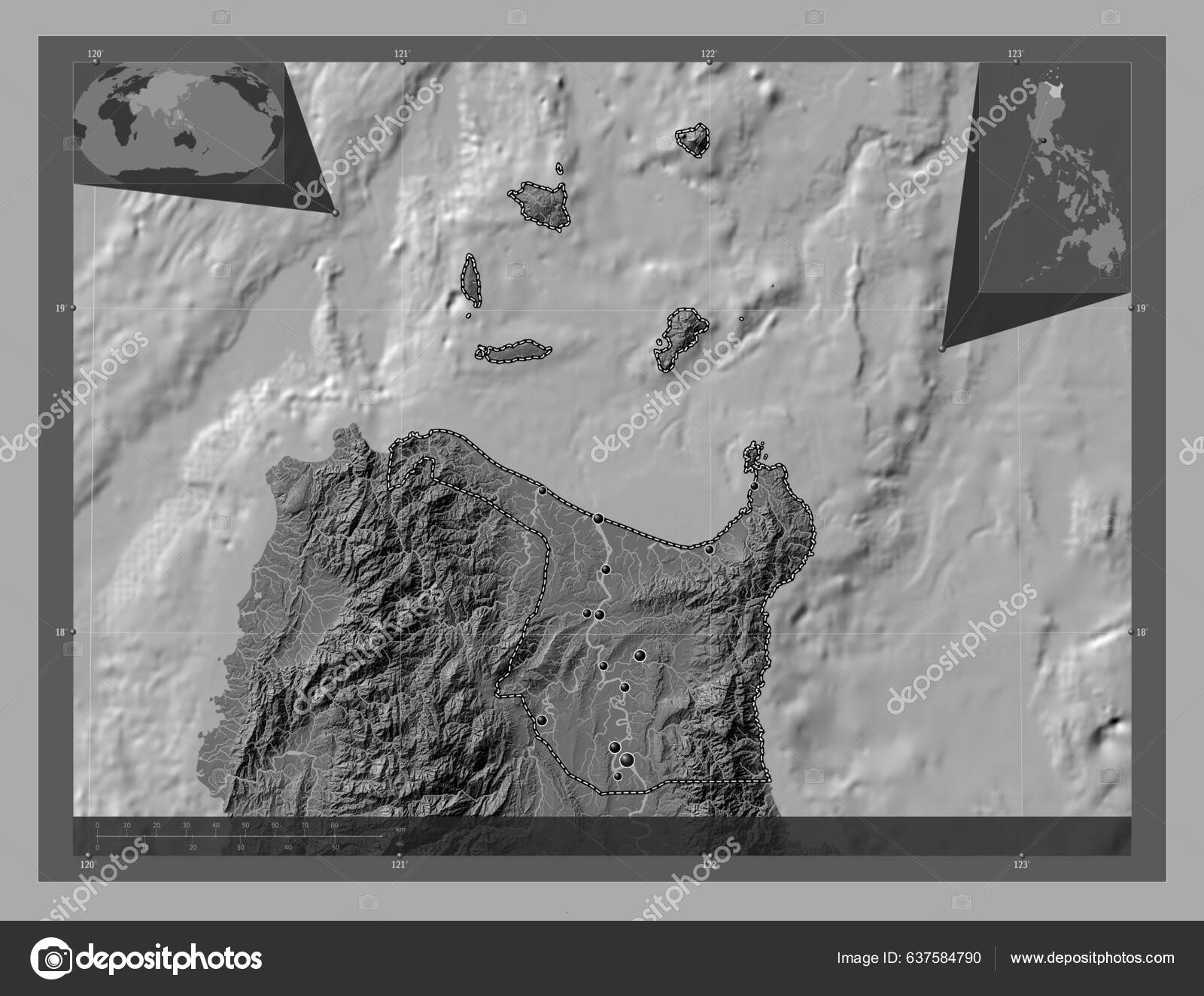 Cagayan Province Philippines Bilevel Elevation Map Lakes Rivers ...