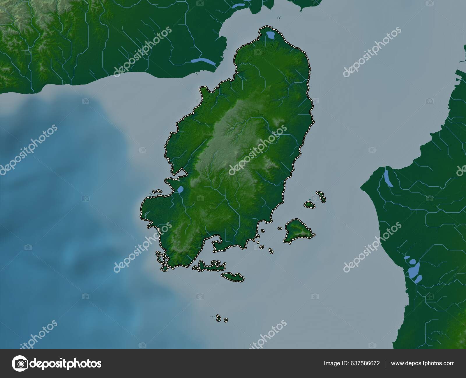 Guimaras Province Philippines Colored Elevation Map Lakes Rivers ...