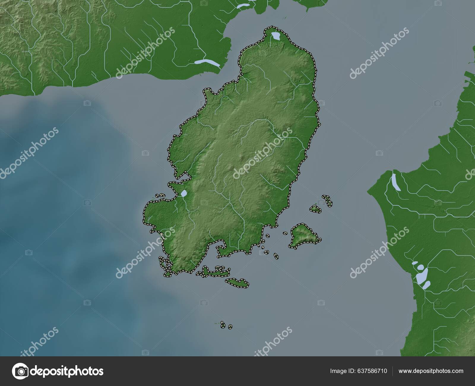 Guimaras Province Philippines Elevation Map Colored Wiki Style Lakes ...