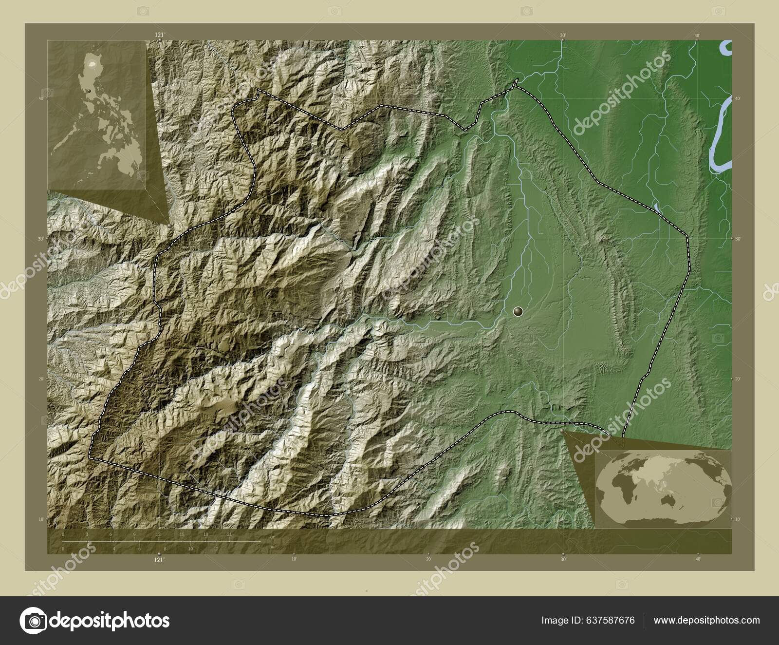 Kalinga Province Philippines Elevation Map Colored Wiki Style Lakes ...