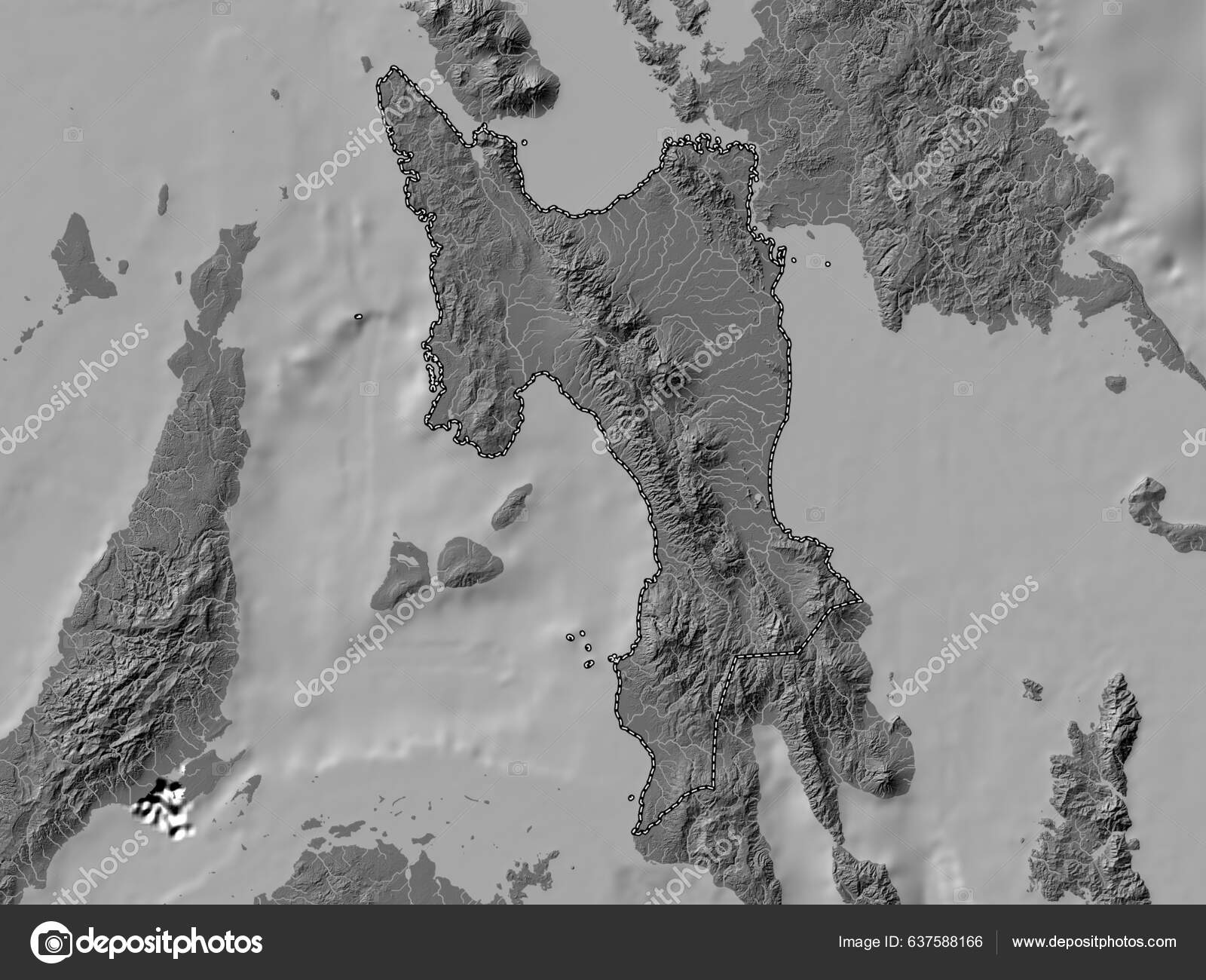 Leyte Province Philippines Bilevel Elevation Map Lakes Rivers ...
