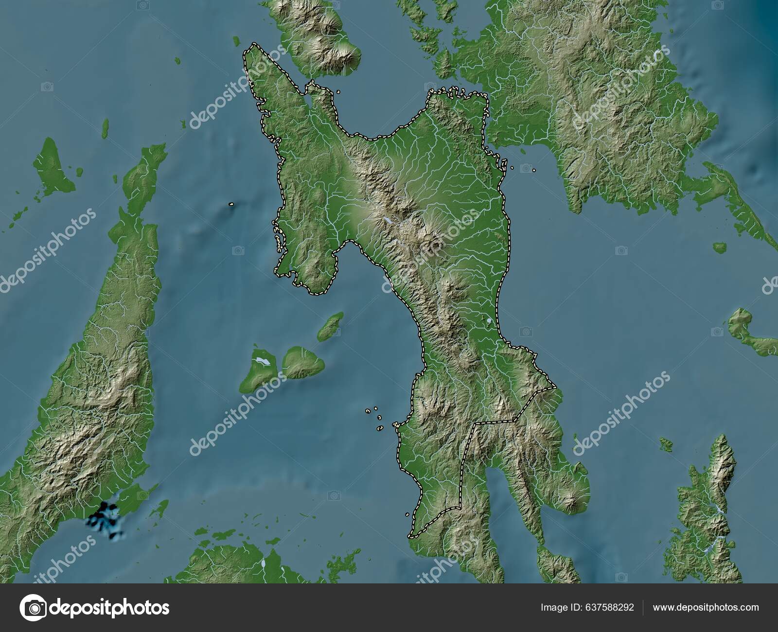 Leyte Province Philippines Elevation Map Colored Wiki Style Lakes ...