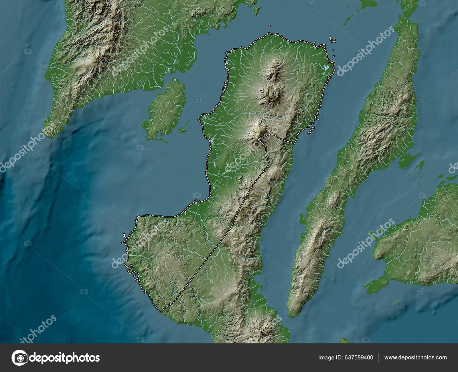 Negros Occidental Province Philippines Elevation Map Colored Wiki Style ...