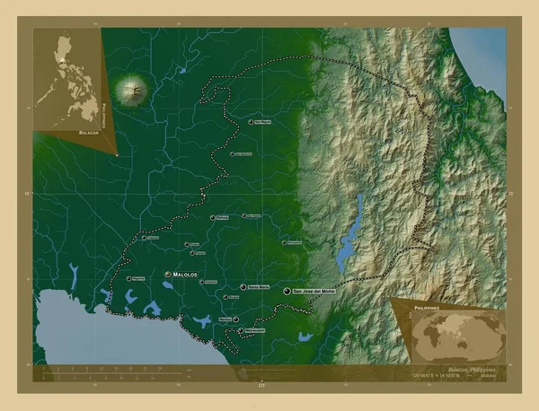 Bulacan, province of Philippines. Colored elevation map with lakes and ...