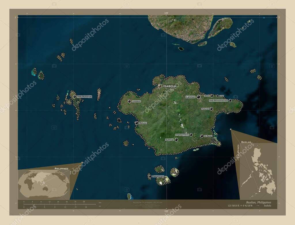 Basilan, province of Philippines. High resolution satellite map ...