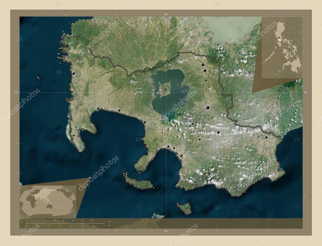 Batangas, province of Philippines. High resolution satellite map ...