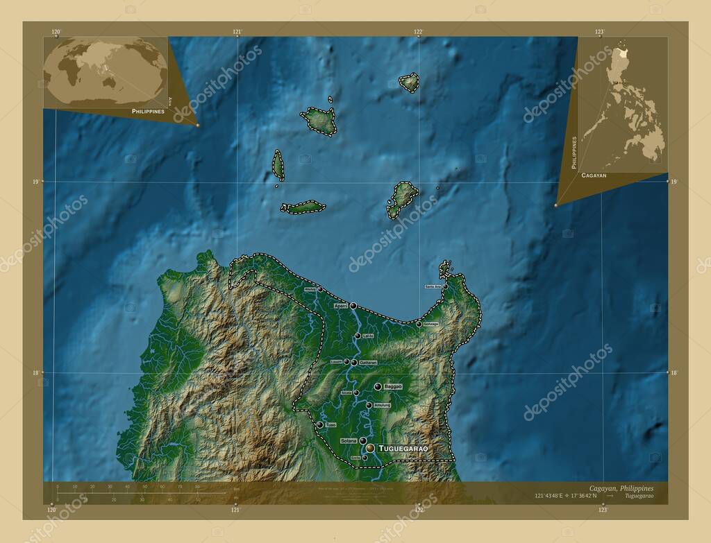 Cagayan Province Philippines Colored Elevation Map Lakes Rivers ...