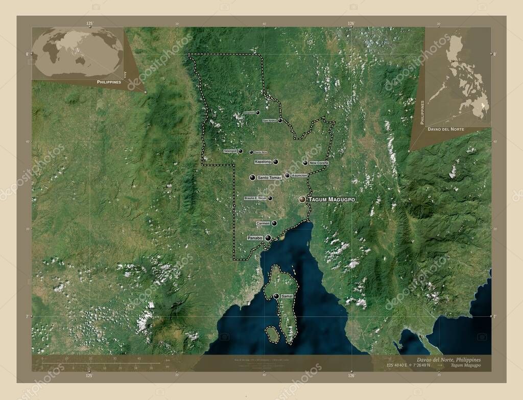Davao del Norte, province of Philippines. High resolution satellite map ...