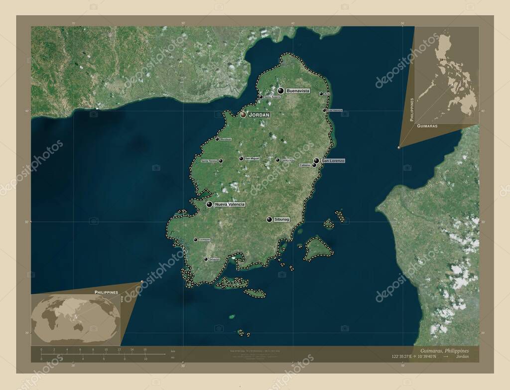 Guimaras, province of Philippines. High resolution satellite map ...