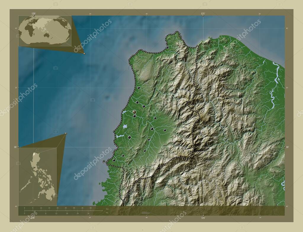 Ilocos Norte, province of Philippines. Elevation map colored in wiki ...