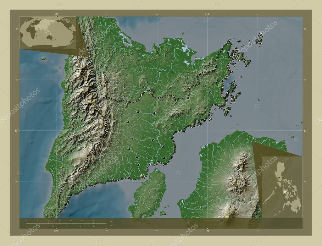 Iloilo, province of Philippines. Elevation map colored in wiki style ...