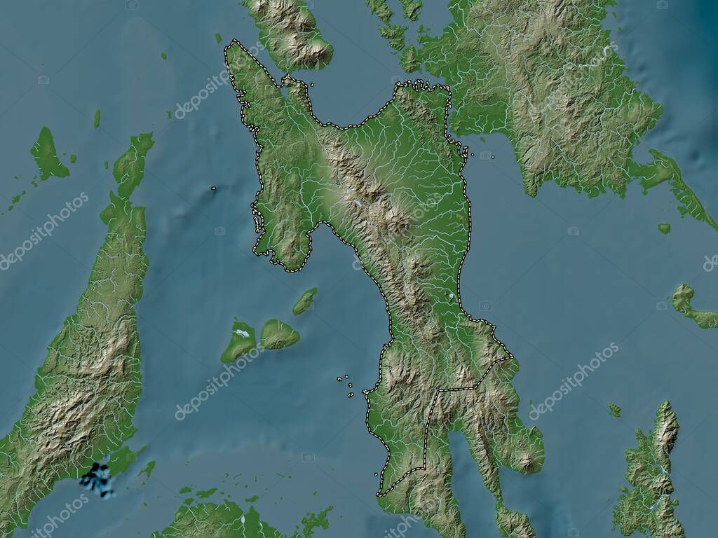 Leyte, province of Philippines. Elevation map colored in wiki style ...