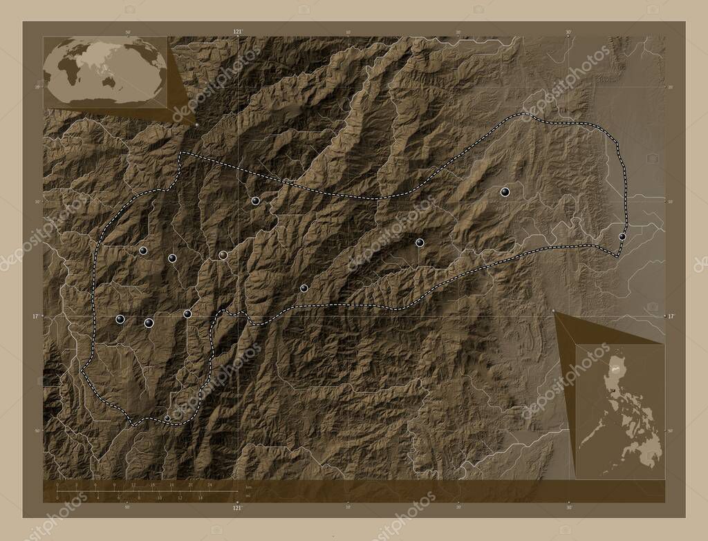 Mountain Province, province of Philippines. Elevation map colored in ...