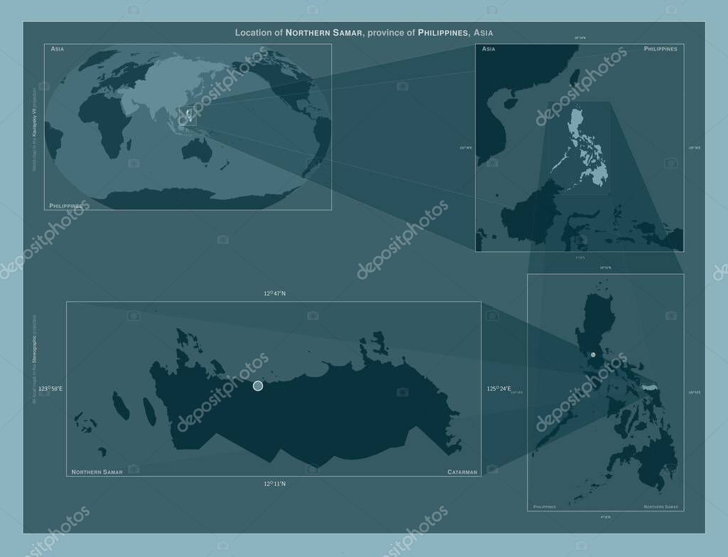 Northern Samar, province of Philippines. Diagram showing the location ...